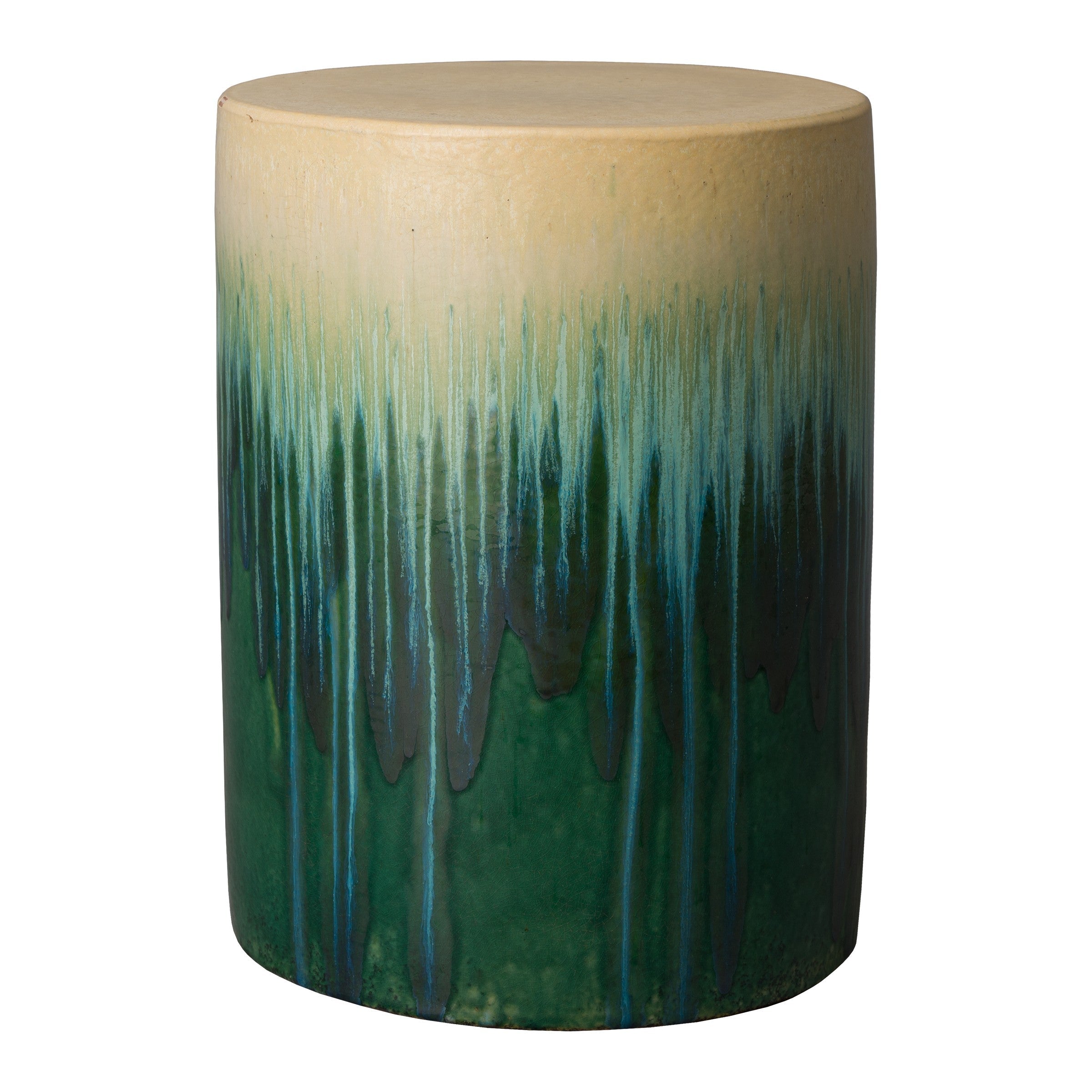 Shop Round Garden Stool in Green Cascade Glaze | Burke Decor