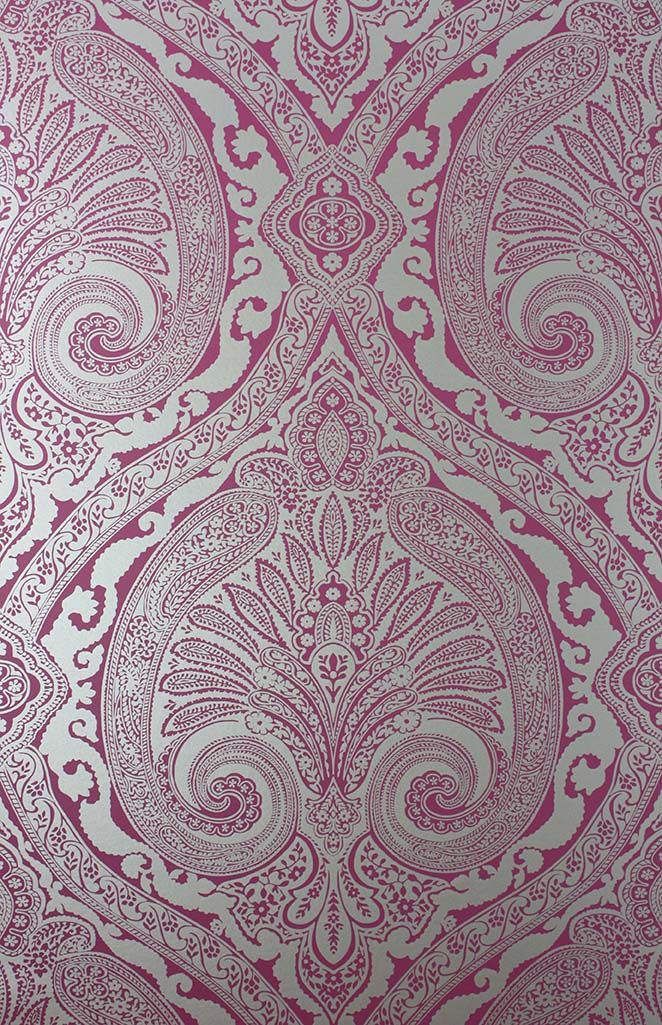 Shop Sample Khitan Wallpaper in Pink and Silver from the Cathay ...
