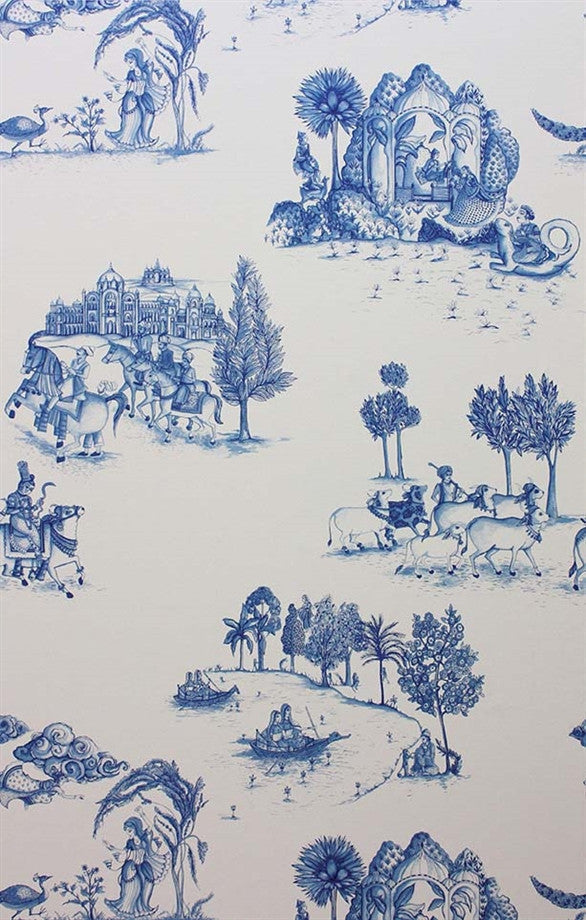 Shop Sample Zanskar Wallpaper in Blue and White by Matthew Williamson ...